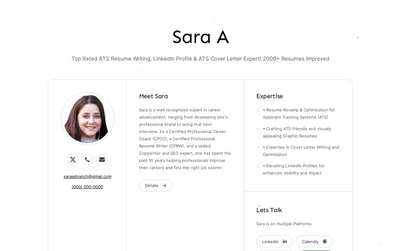 Sara A - Expert Resume Writer
